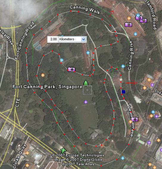 Singapore - Fort Canning Park - Running Maps in the World